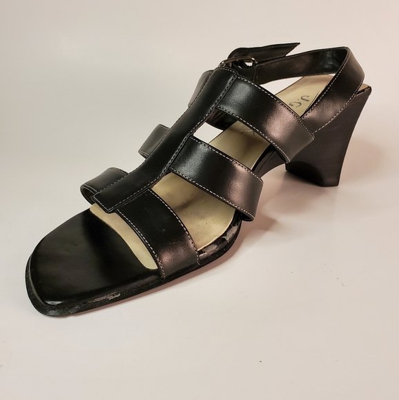 j.g. hook | Shoes | Japanese Inspired Black Geometric Wedge Leather ...